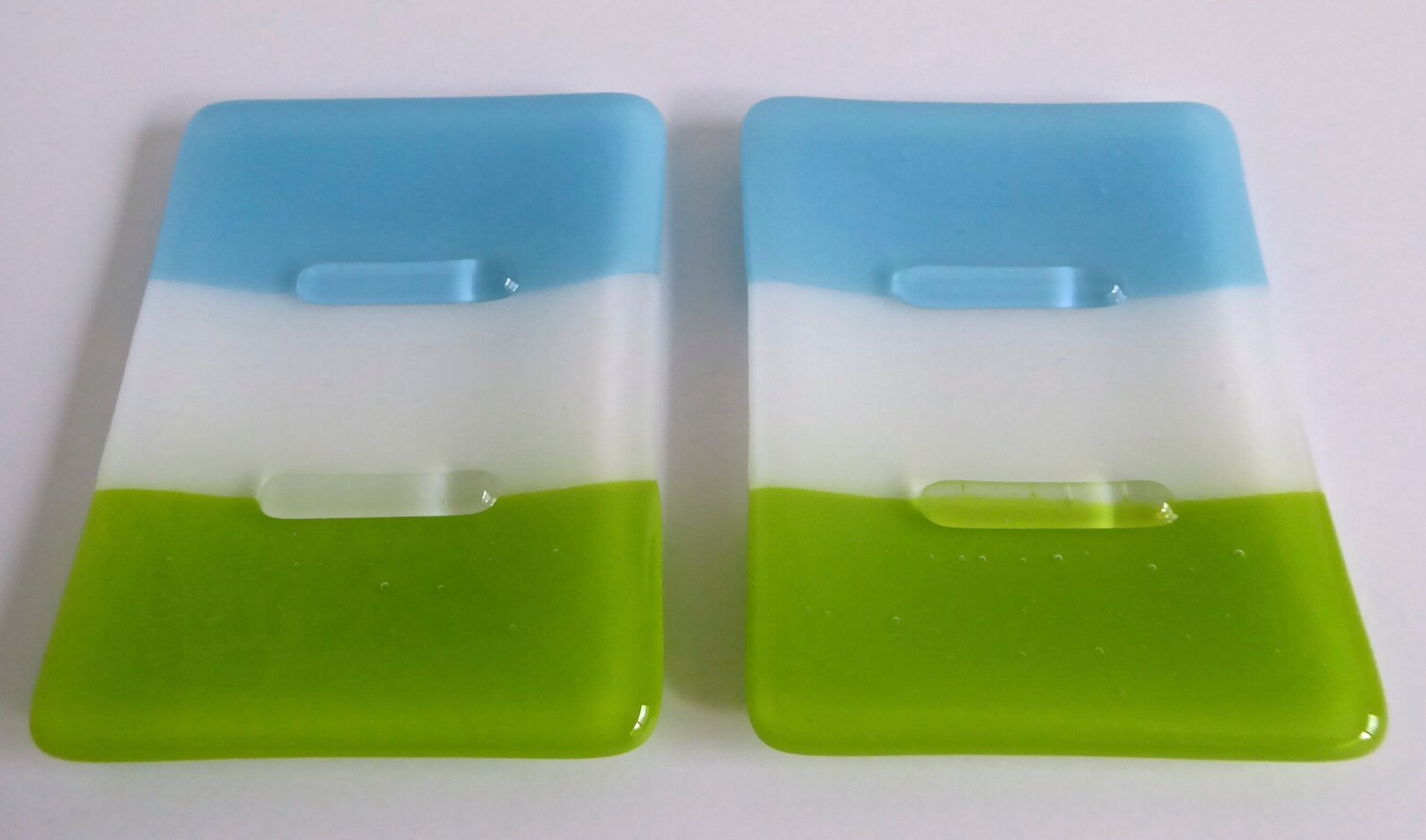 Fused Glass Soap Dish in Cyan Blue White and Spring Green by - Etsy