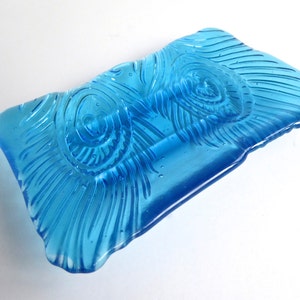 Peacock Feather Imprint Soap Dish in Light Turquoise Fused | Etsy