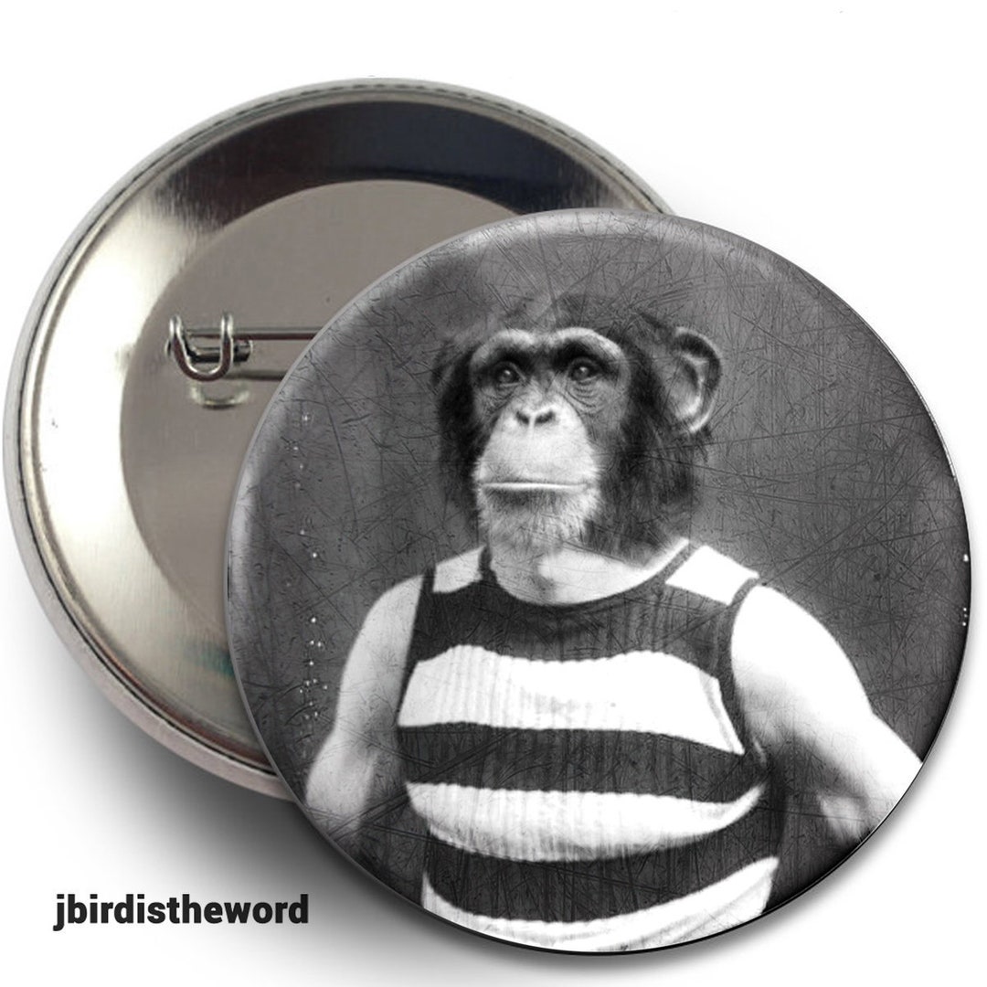 Chimp Chimpanzee, Quirky Surreal Gift, Jacket Pin, Zootopia Theme ...