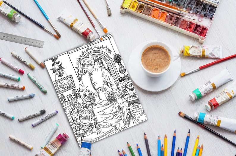 Grumpy Cat Coloring Page Downloadable Adult Hand Therapy | Etsy