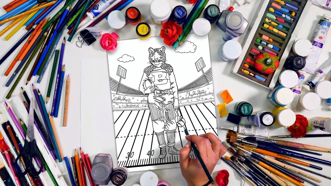 Football Fan, Coloring Book, Printable Wall Art, Gifts for Her ...