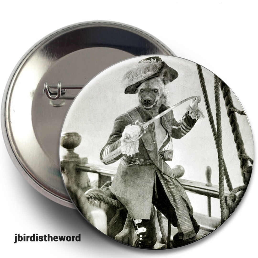 Hyena Pirate, Animal Pin, Vest Flair, Ahoy Matey, Jolly Roger Gift ...