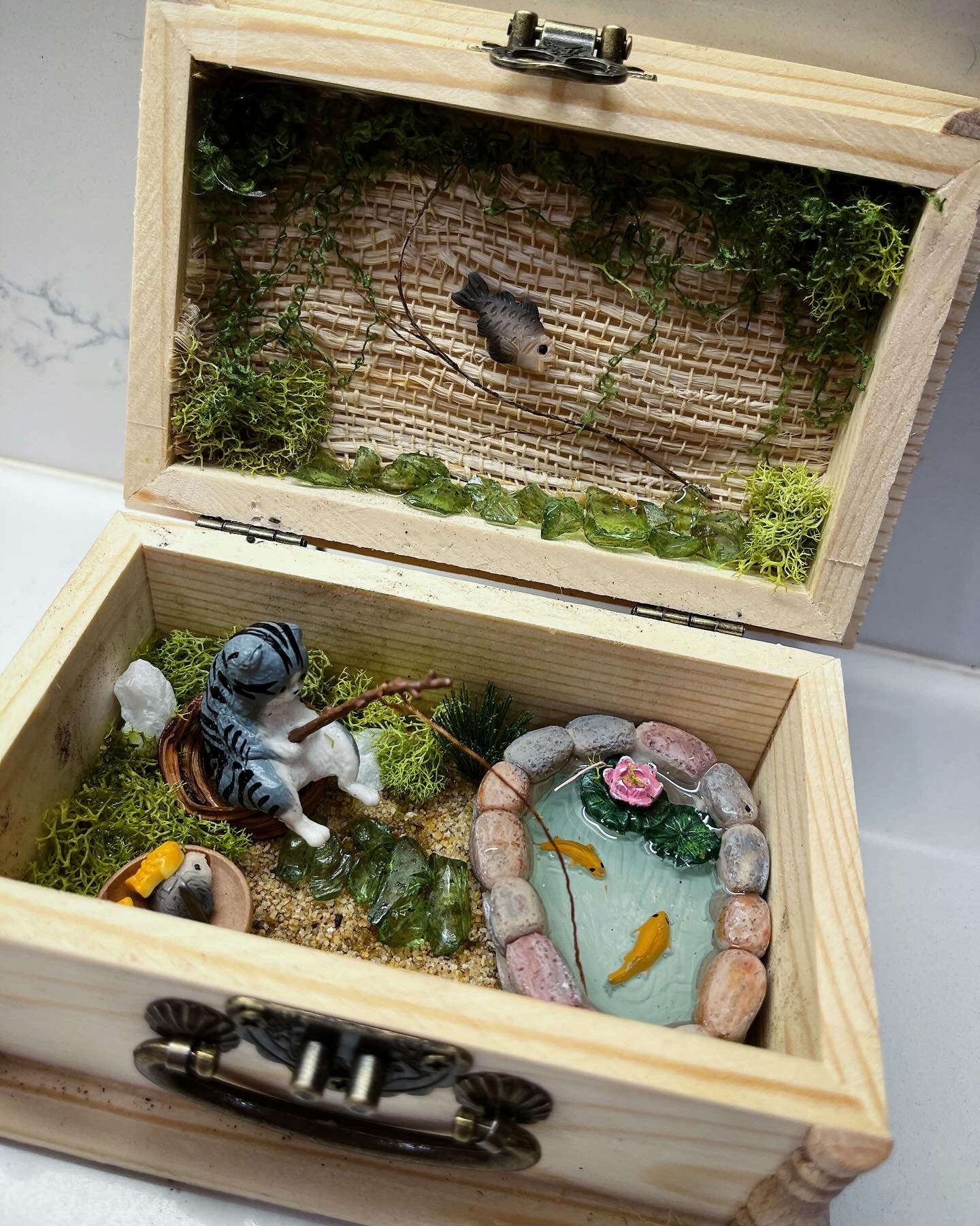 Fishing Kitty Diorama Mini World - Etsy