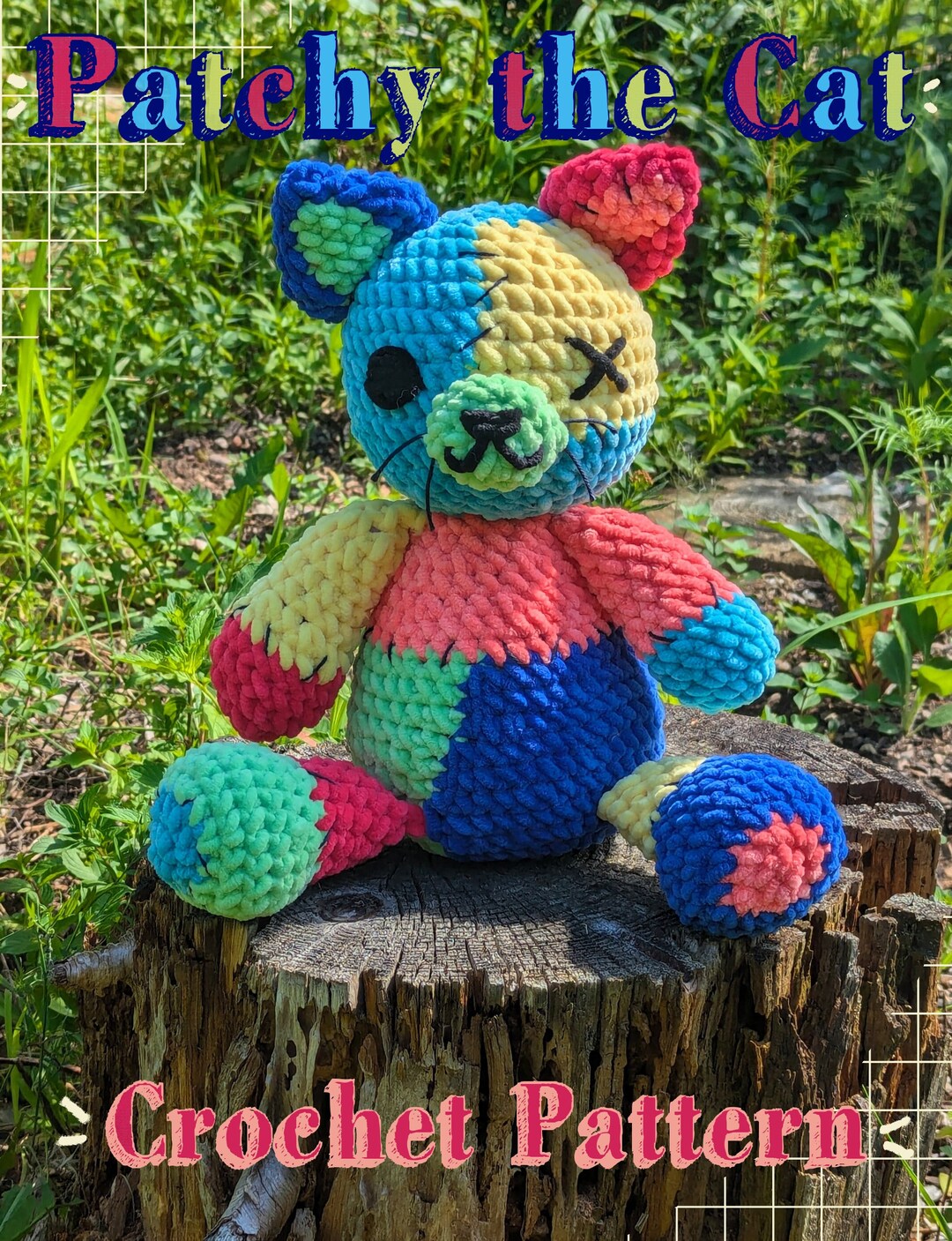 Patchy the Cat Crochet Pattern Amigurumi Cute Patchwork Cat Stuffed ...