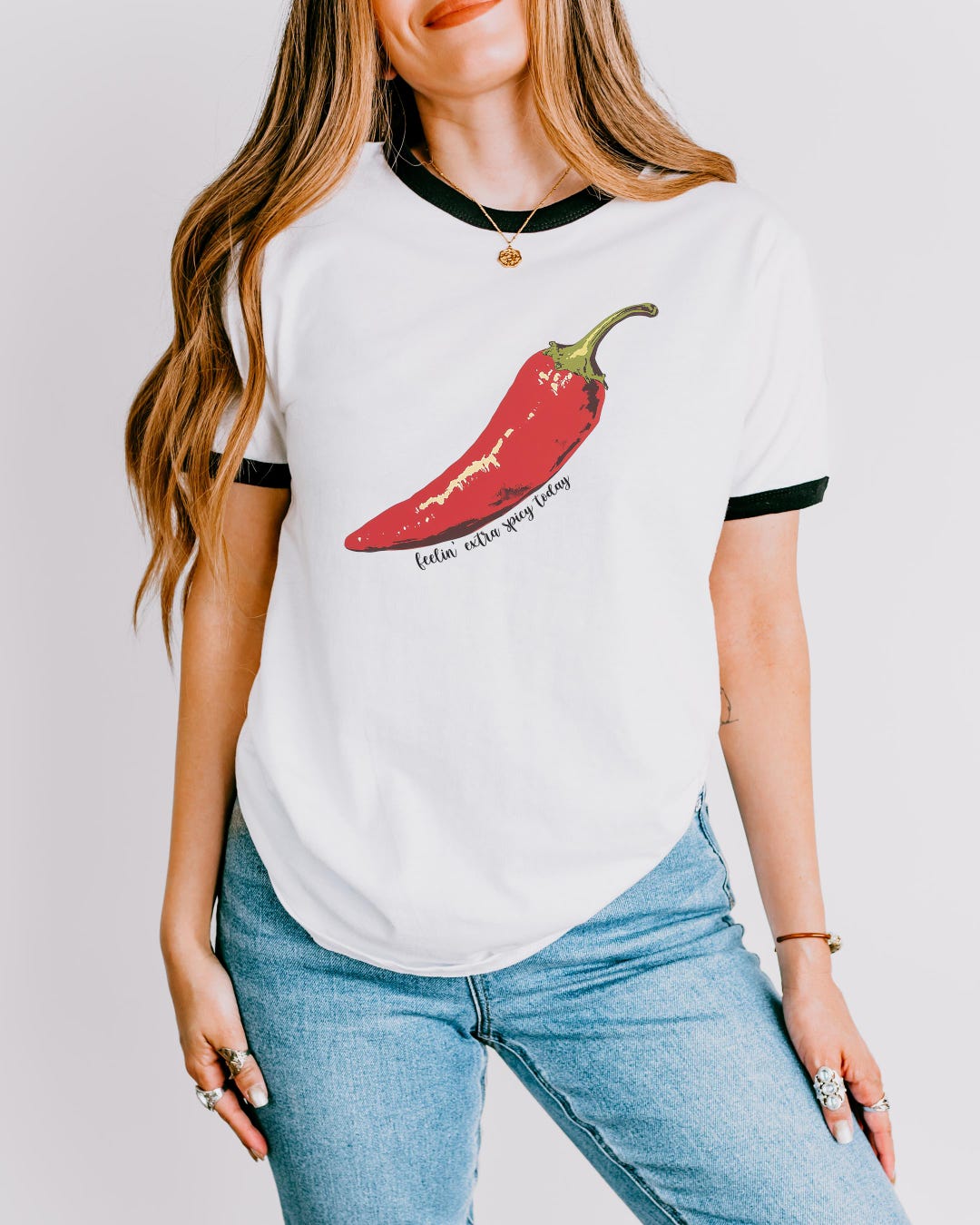 Extra Spicy Chili Pepper Ringer Tee - Foodie Unisex Shirt - Etsy