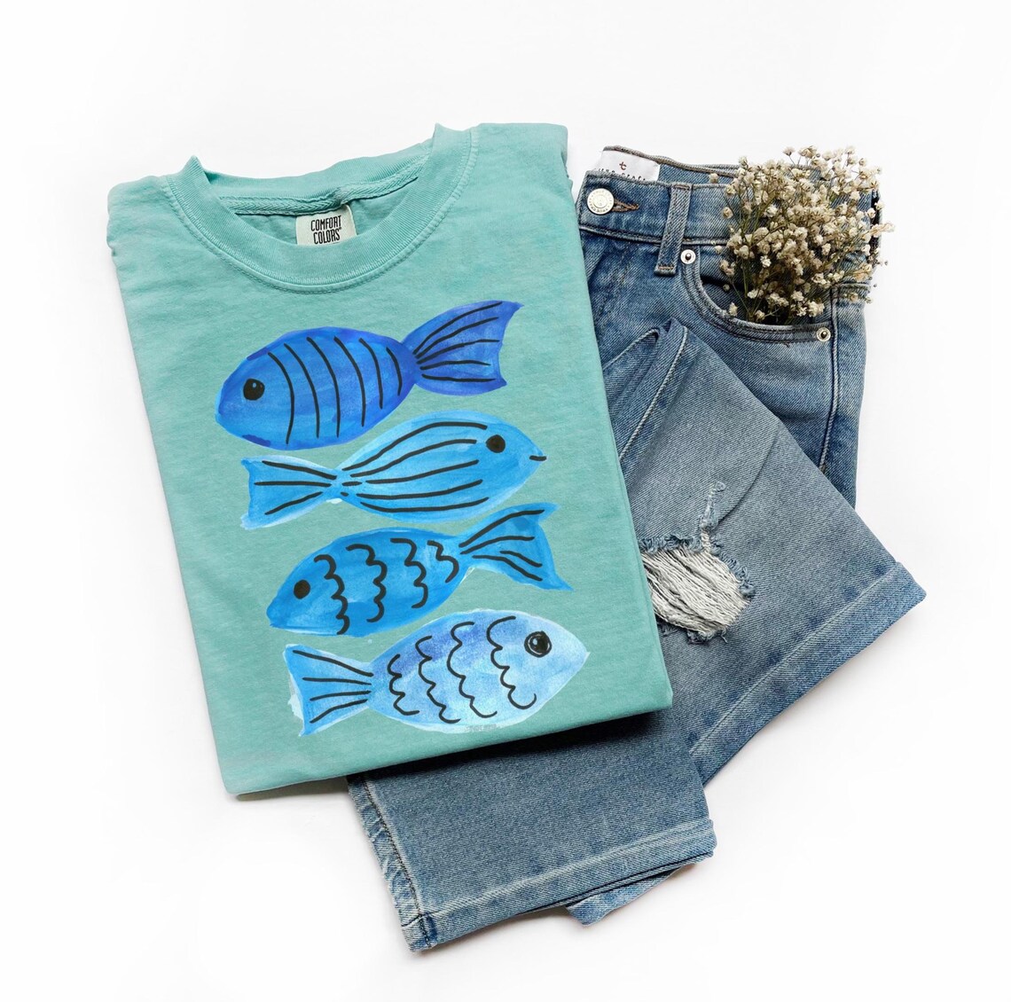 Comfort Colors Watercolor Fish Shirt, Fishing Shirt, Fisherman ...