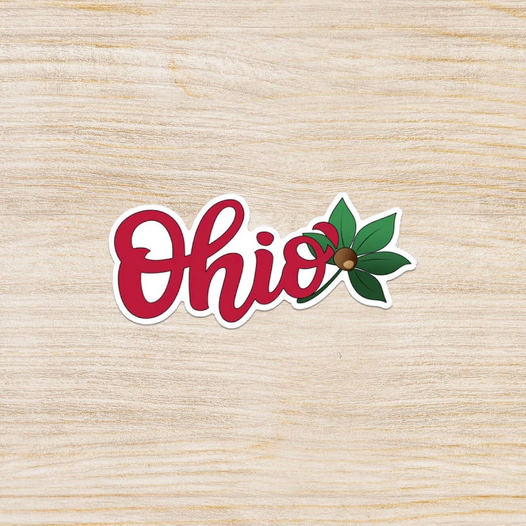 Ohio Script Buckeye Leaf Sticker: Waterproof State Pride Decal - Etsy
