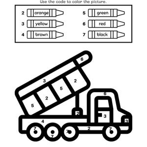 Printable Truck Color by Number for Kids Fun & Educational Coloring ...