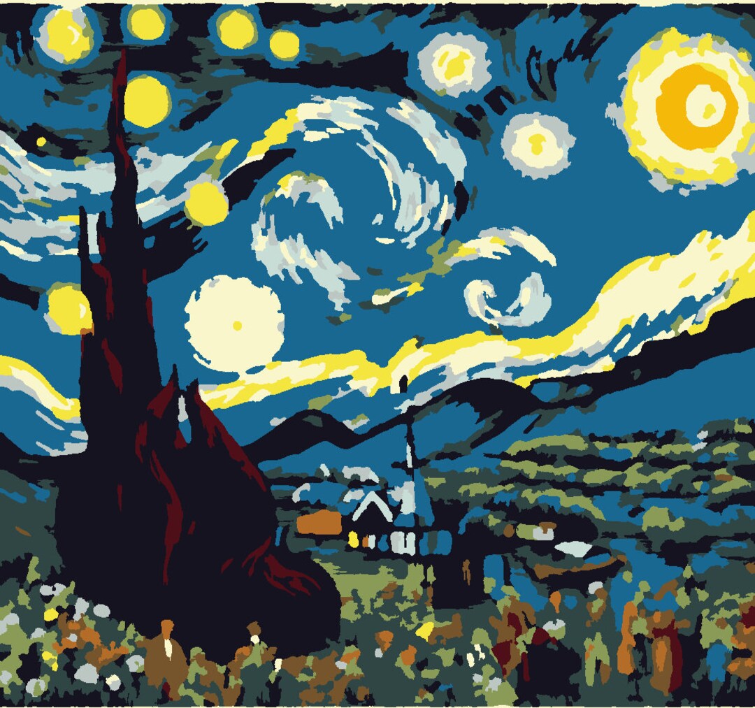 Paint by Numbers Starry Night Van Gogh Rendition - Etsy