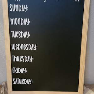 Personalized Chalkboard Weekly Menu - Etsy