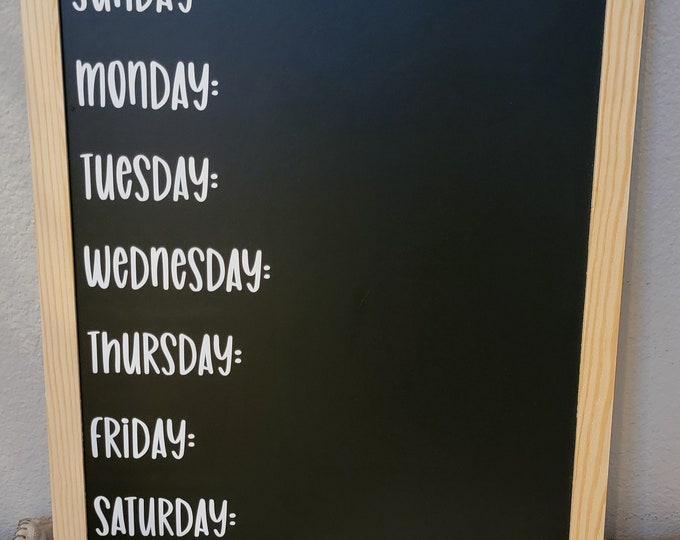 Personalized Chalkboard Weekly Menu - Etsy