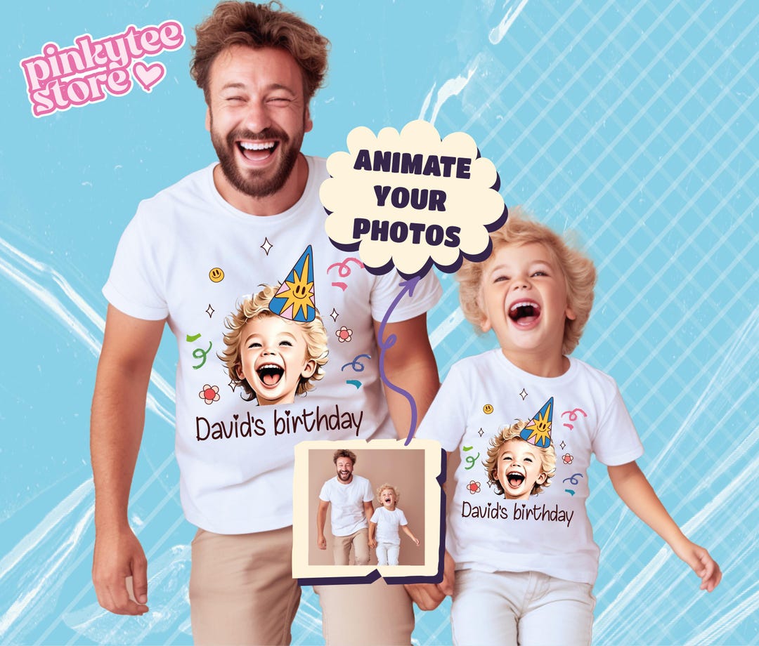 Custom Cartoon Photo Name Shirt, Personalized Caricature Daddy ...