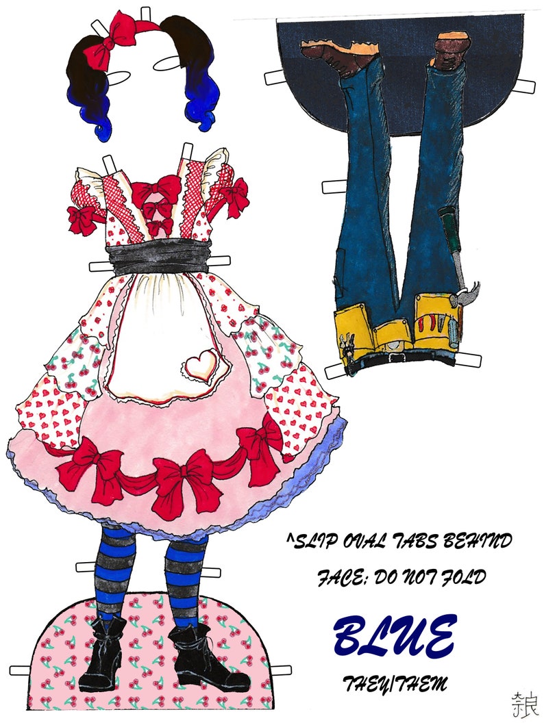 Blue Paper Doll - Etsy