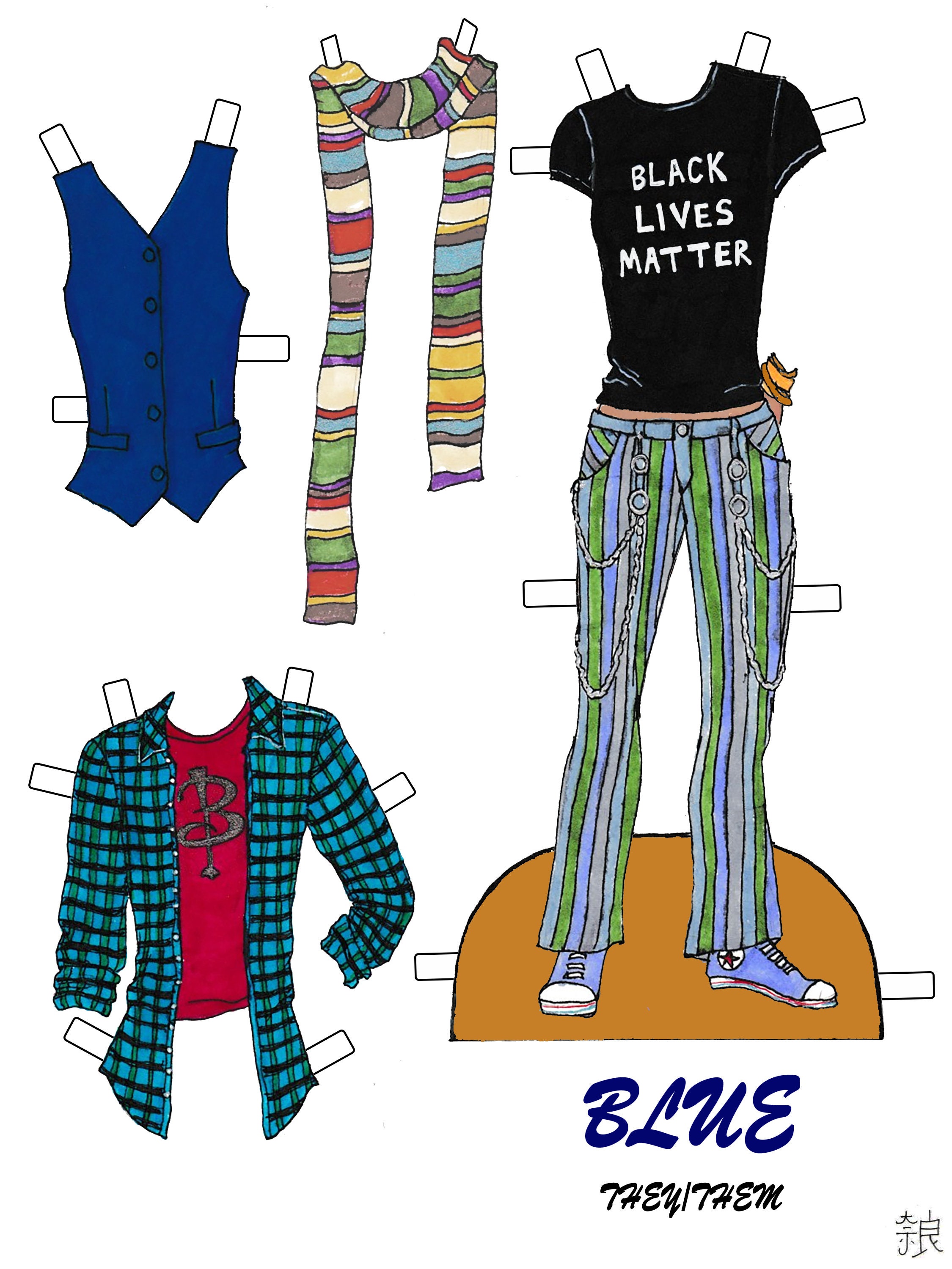 Blue Paper Doll - Etsy