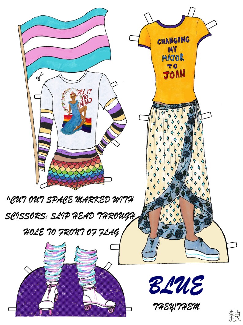 Blue Paper Doll - Etsy