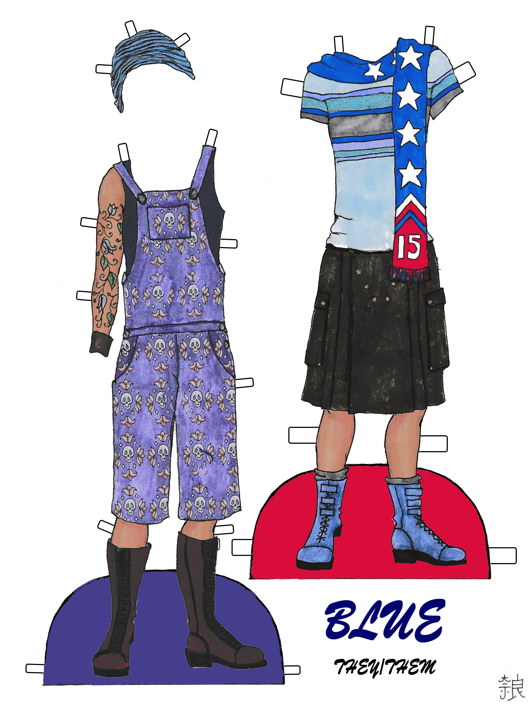 Blue Paper Doll - Etsy