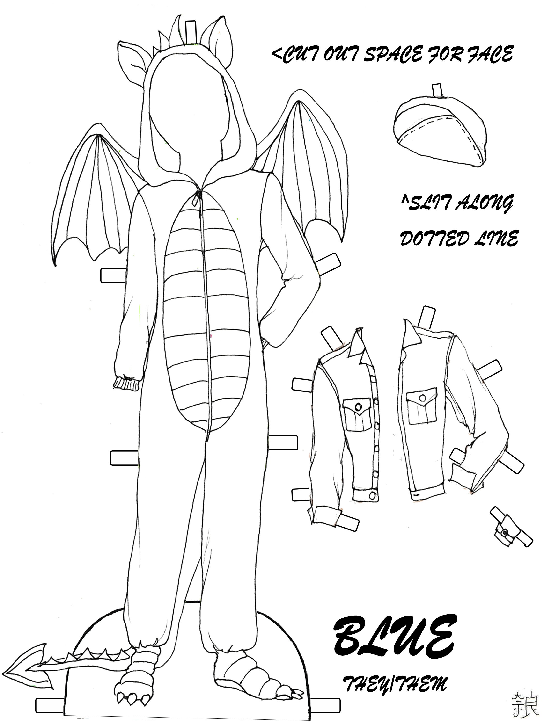 Blue Paper Doll black and White - Etsy