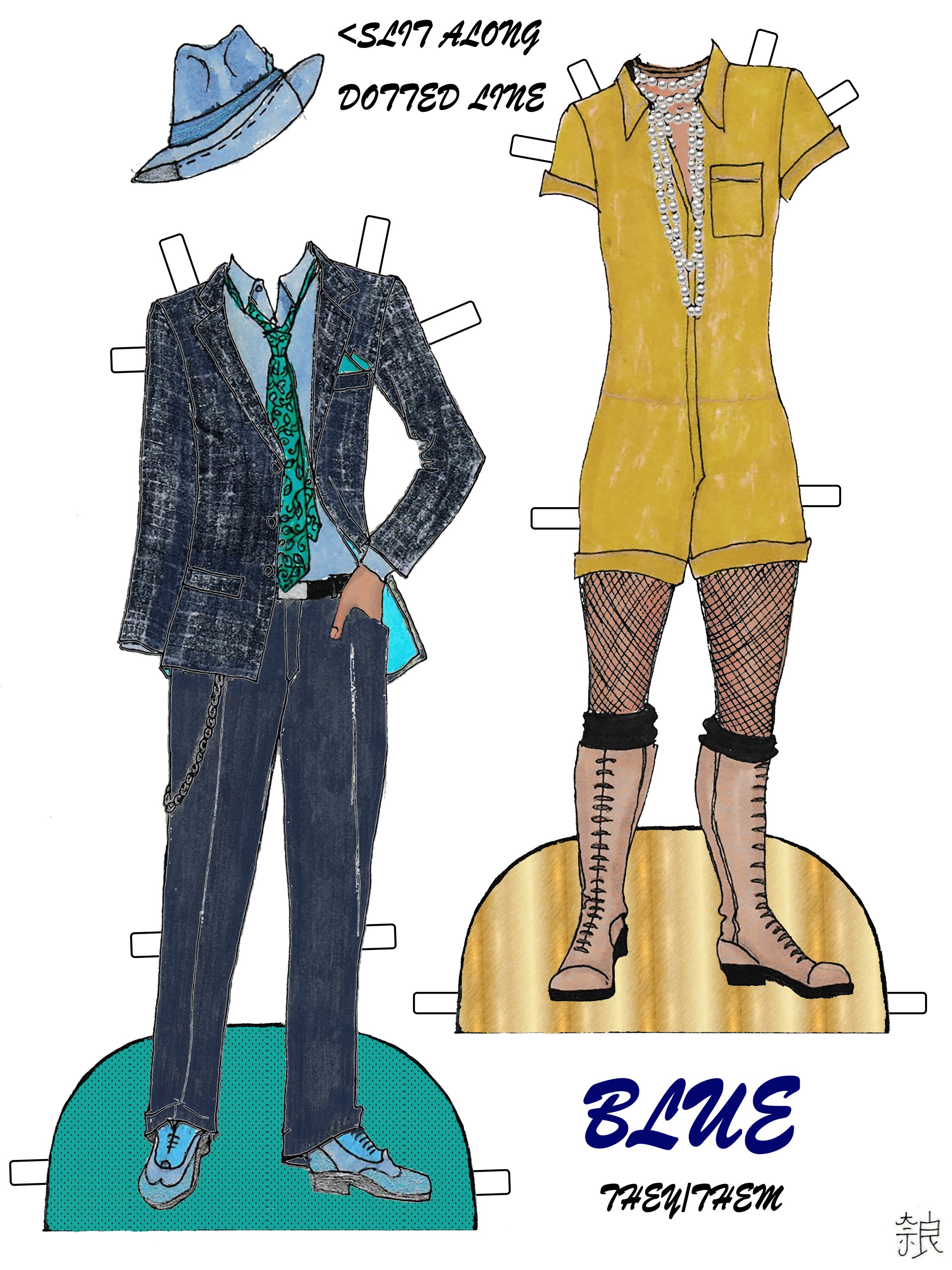 Blue Paper Doll - Etsy