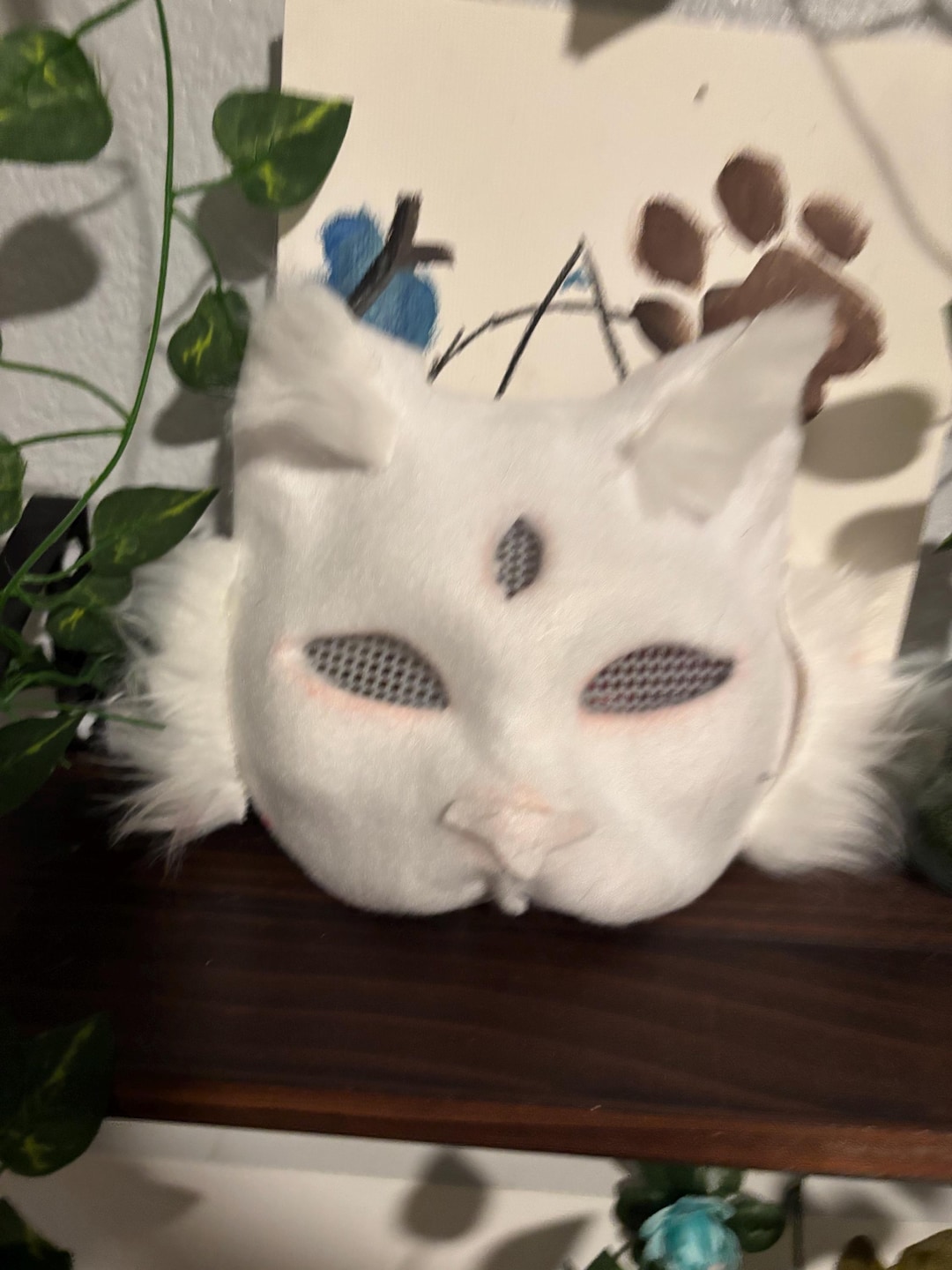 Handmade Therian White Third Eye Cat Mask - Etsy