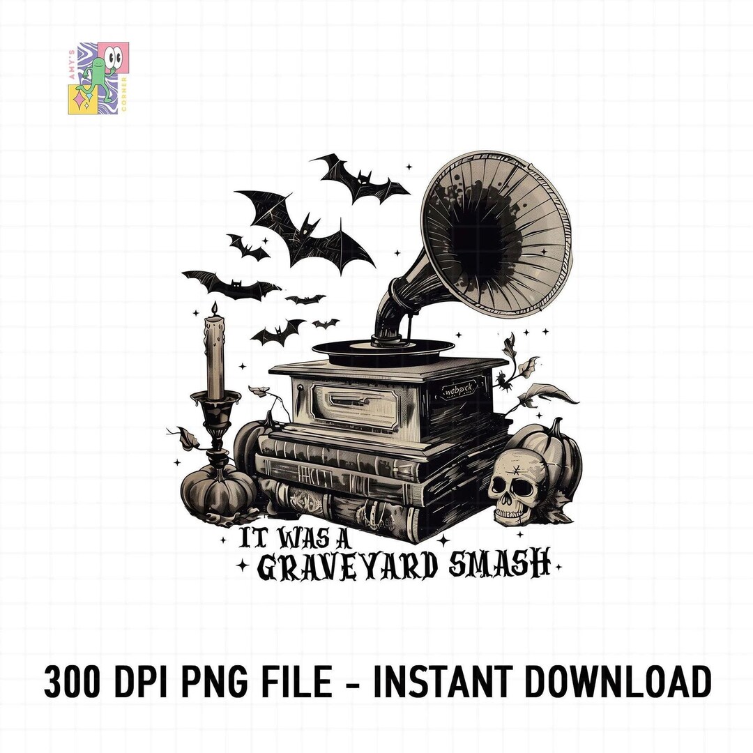 Halloween Graveyard Smash PNG, Retro Scary Witch, Vintage Horror ...