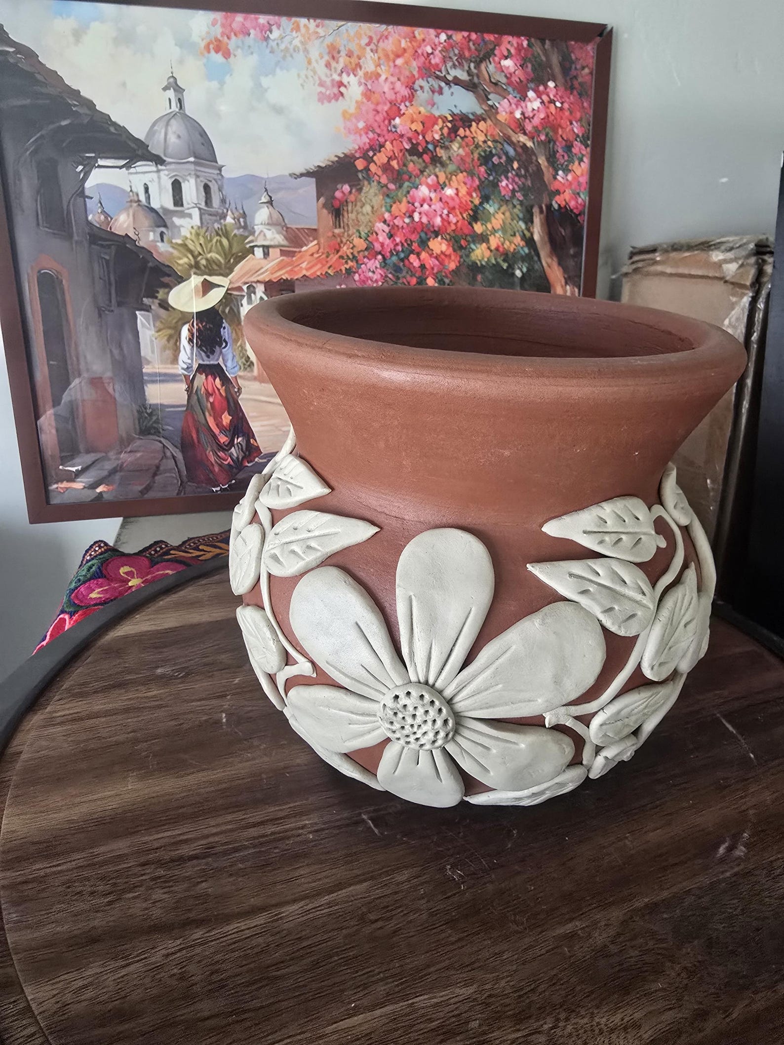 Embroidered Clay Pot or Vase- Hecho En Oaxaca - Etsy