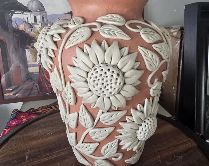 Embroidered Clay Vase- Large- Hecho En Oaxaca - Etsy