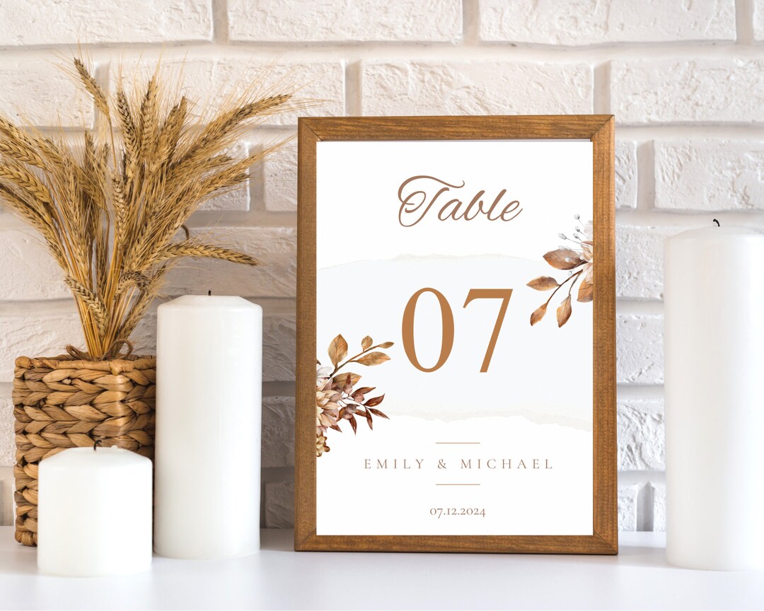 Bohemian Wedding Table Numbers Template | Editable Template Instant ...