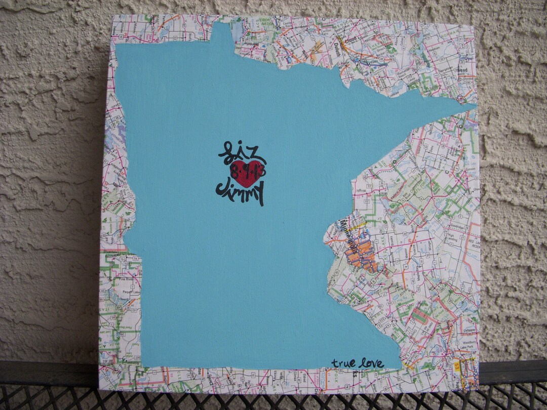 Wedding Art, Map Art, Collage Art, Mixed Media, State Art, Custom ...