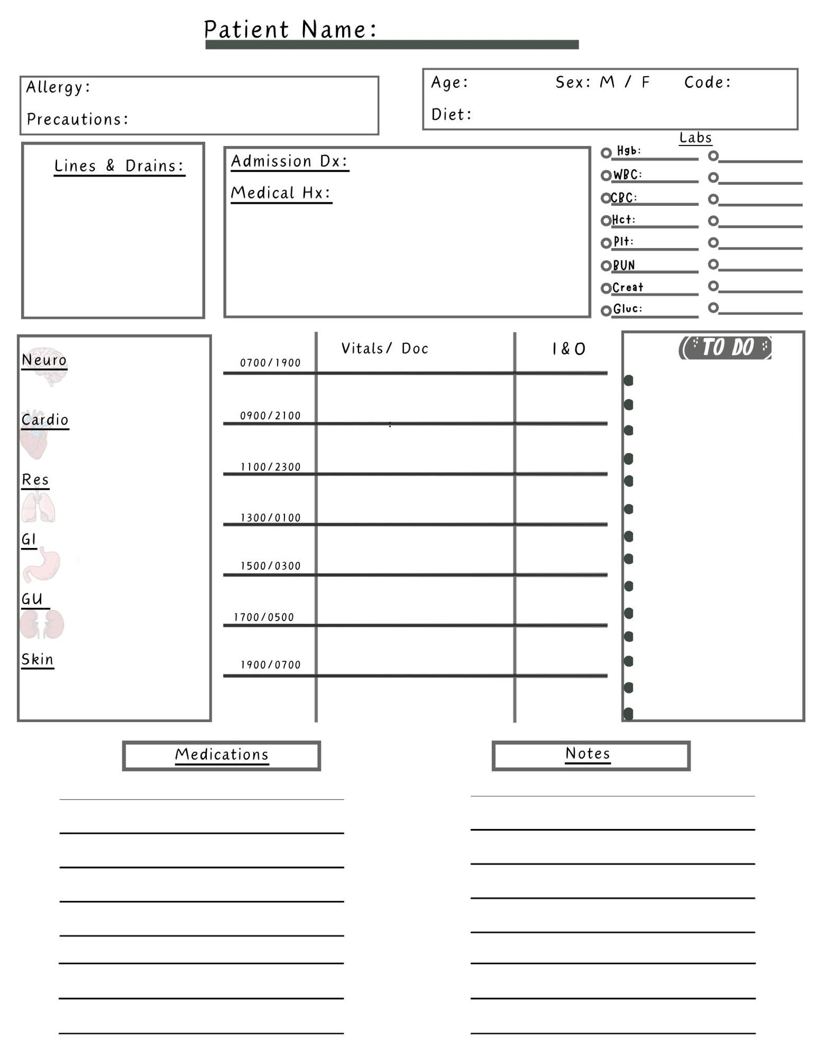 Nursing Handoff Paper - Etsy