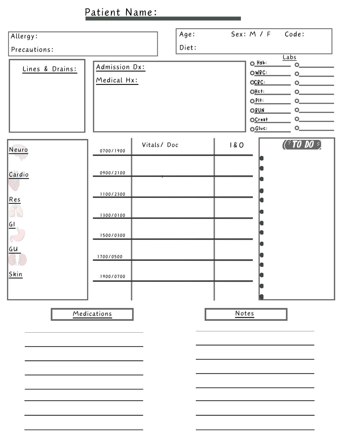 Nursing Handoff Paper - Etsy