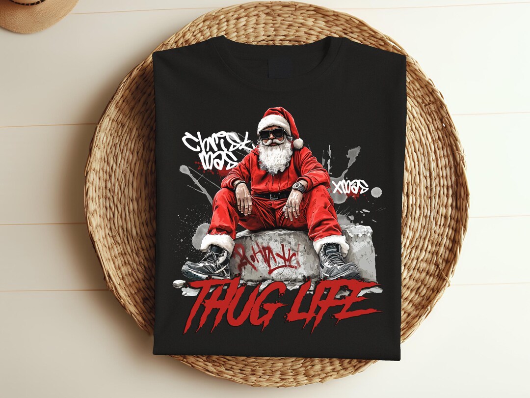 Retro Thug Life Santa Christmas Shirt, Christmas Santa Shirt, Retro ...