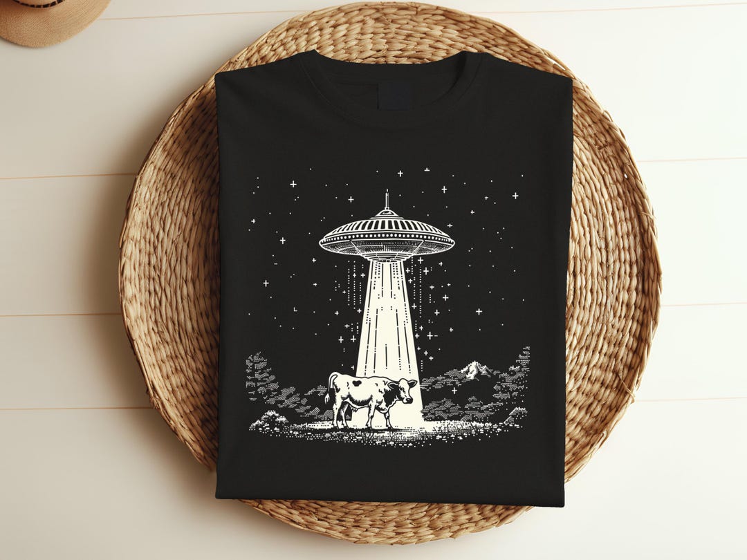 UFO Cow Abduction Shirt, Funny Vintage Retro Graphic Alien Tshirt ...