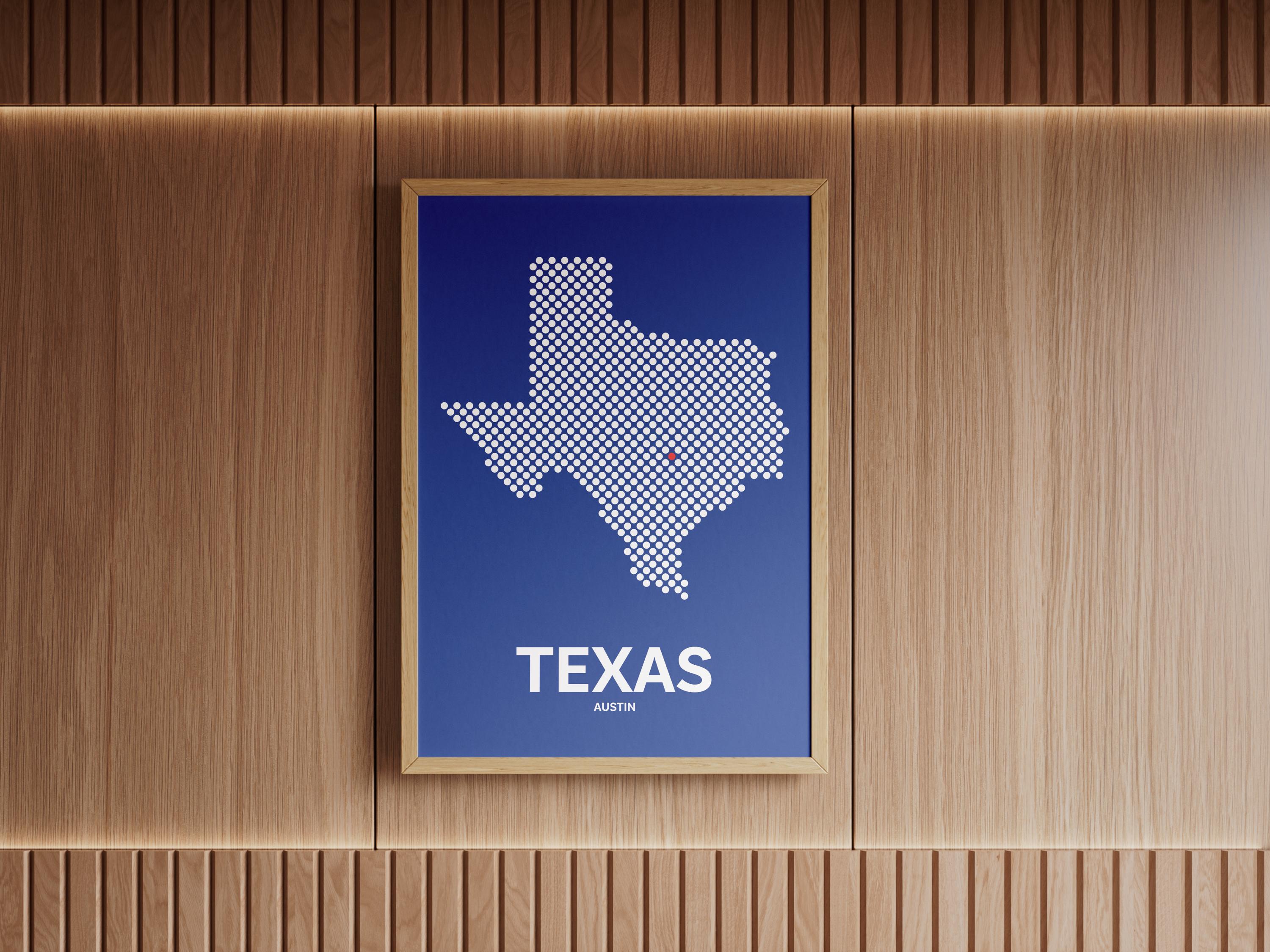 Dot Map States Collection, Texas | Modern and Simplistic, Austin ...