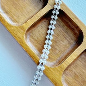 Double Row Bracelet, Double Strand, Pearl Bracelet, Silver Beads ...