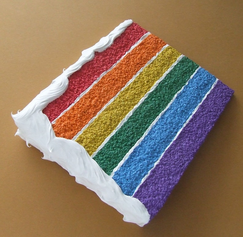 Rainbow Cake Card, a Nice Slice of Fake Postcard Cake. - Etsy