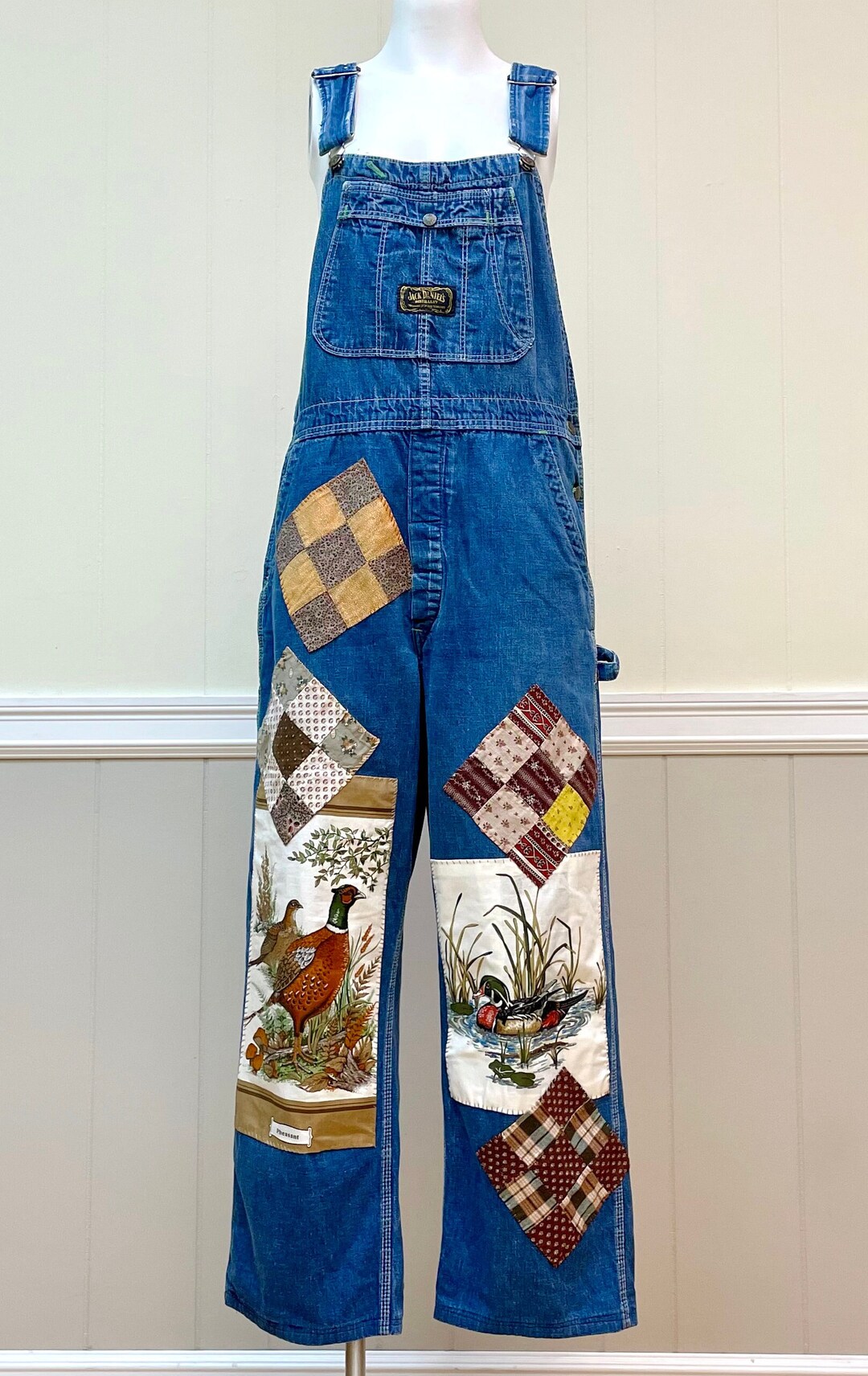 Woodland Patched Overalls - Hippie Style Denim Quilted Hand-patched ...