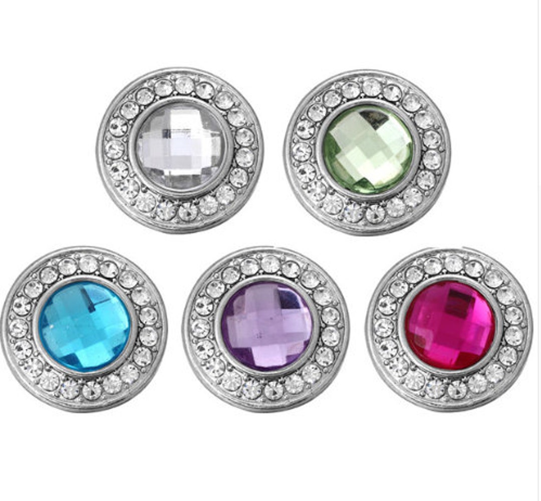 Colorful Round Rhinestone Snaps - Magenta - Peridot - Aqua - Purple ...