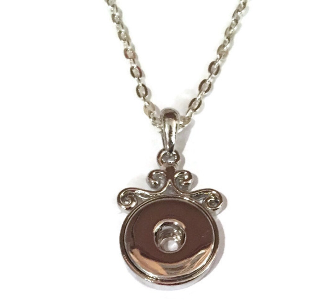 Snap Necklace, Snap Jewelry - Swirl Pendant With 18 Inch Rolo Chain ...