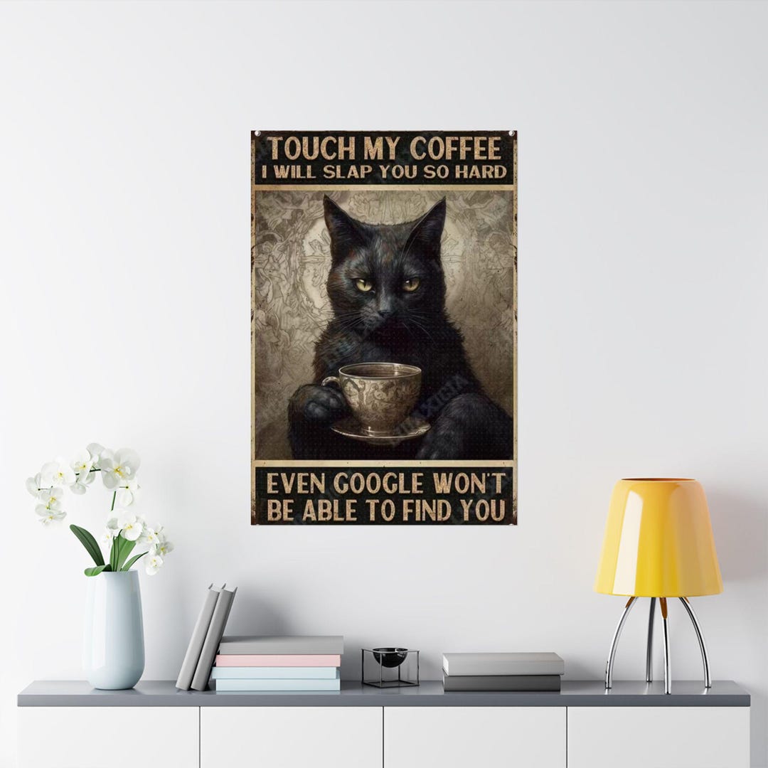 Vertical Meme Cat Posters, Coffee Cat Poster - Etsy