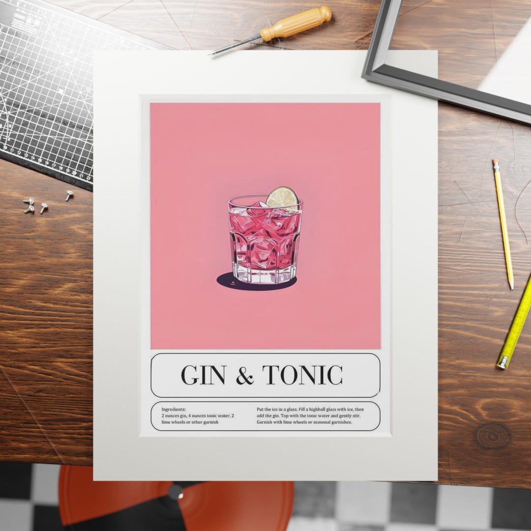 Gin Tonic Poster Framework, Cocktail Poster Framework - Etsy