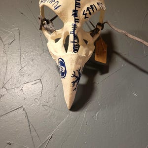 Wearable Shamanic Raven Skull Mask Handcrafted Ogham Writings, Runes ...