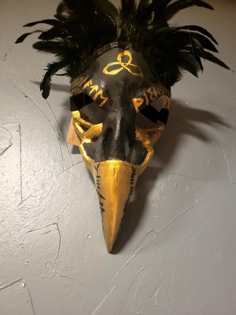 Wearable Shamanic Raven Skull Mask Handcrafted Ogham Writings, Runes ...