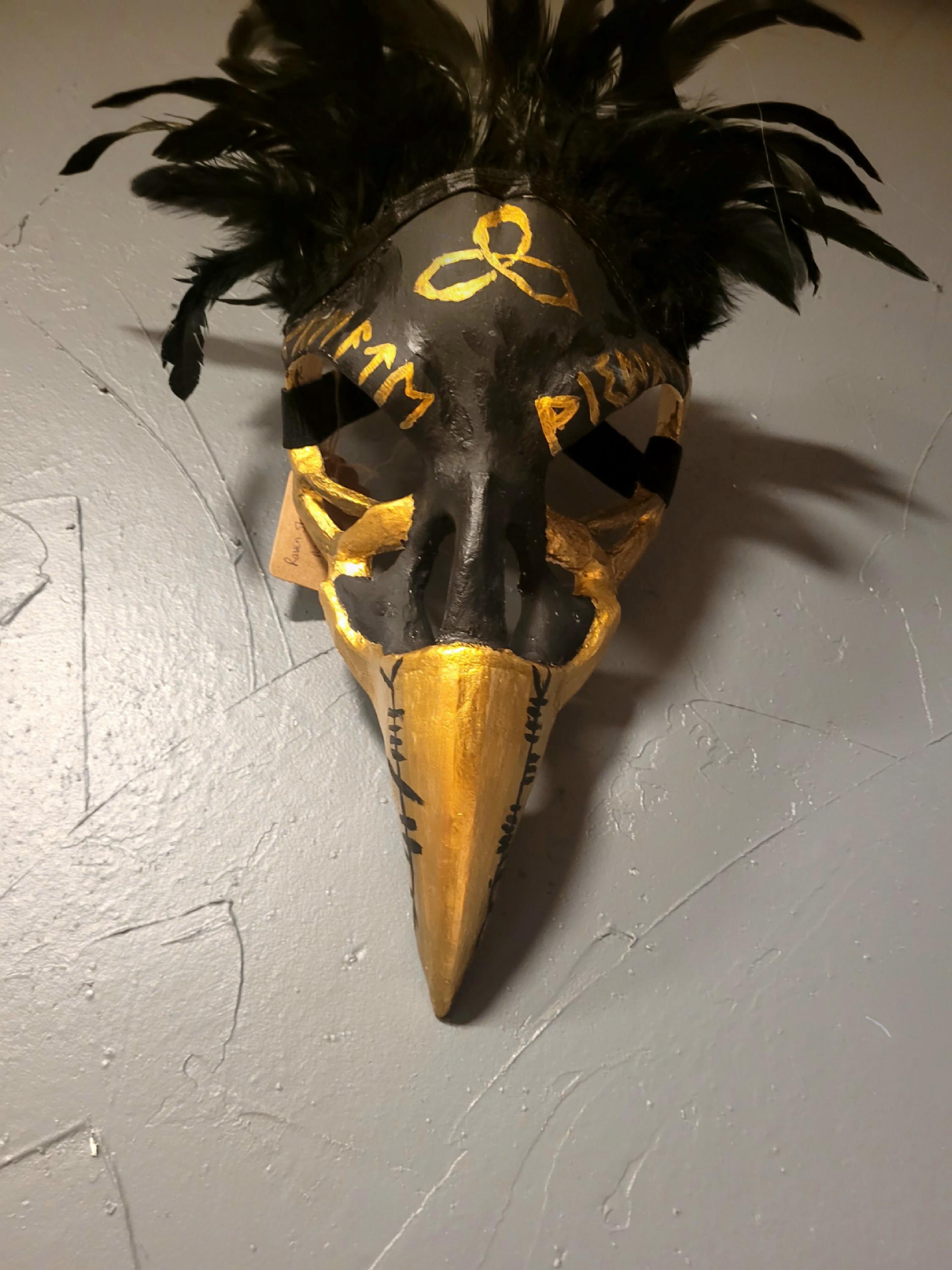 Wearable Shamanic Raven Skull Mask Handcrafted Ogham Writings, Runes ...