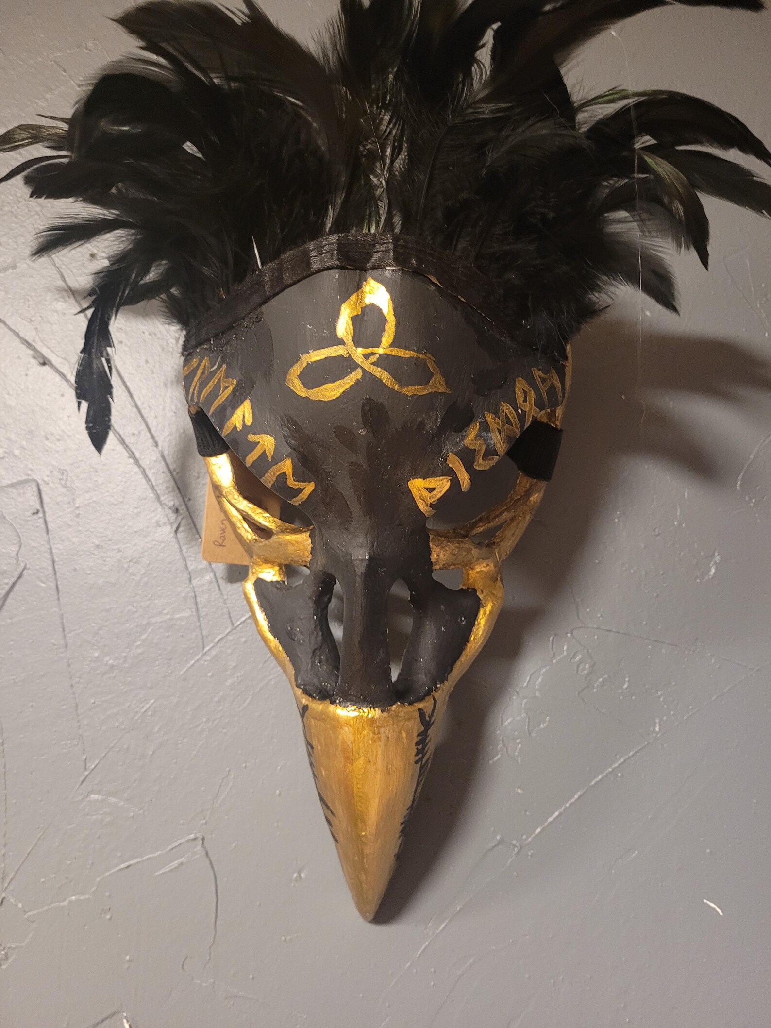 Wearable Shamanic Raven Skull Mask Handcrafted Ogham Writings, Runes ...