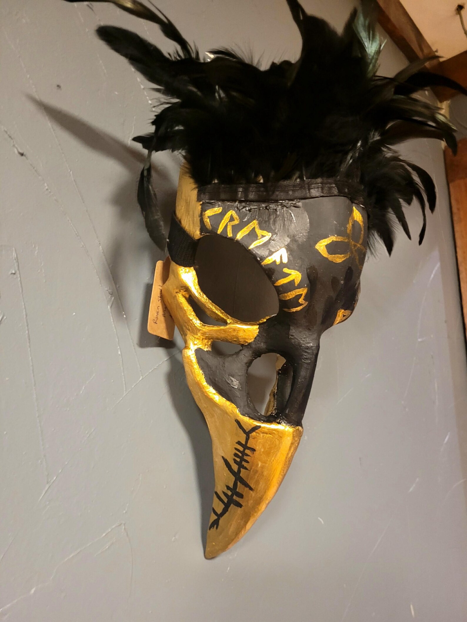 Wearable Shamanic Raven Skull Mask Handcrafted Ogham Writings, Runes ...