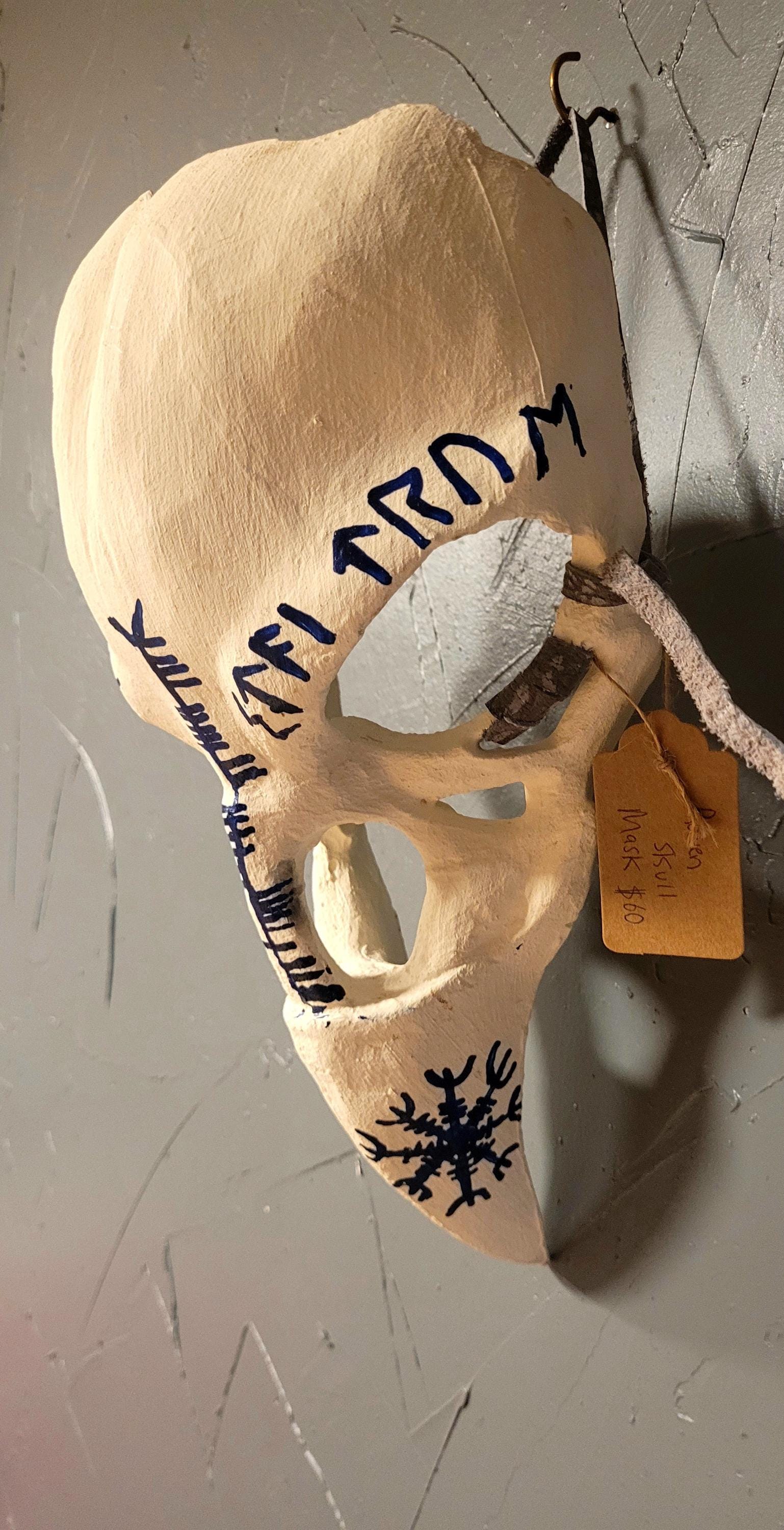 Wearable Shamanic Raven Skull Mask Handcrafted Ogham Writings, Runes ...