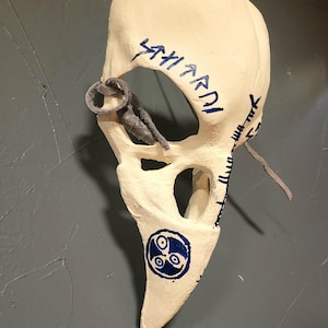 Wearable Shamanic Raven Skull Mask Handcrafted Ogham Writings, Runes ...