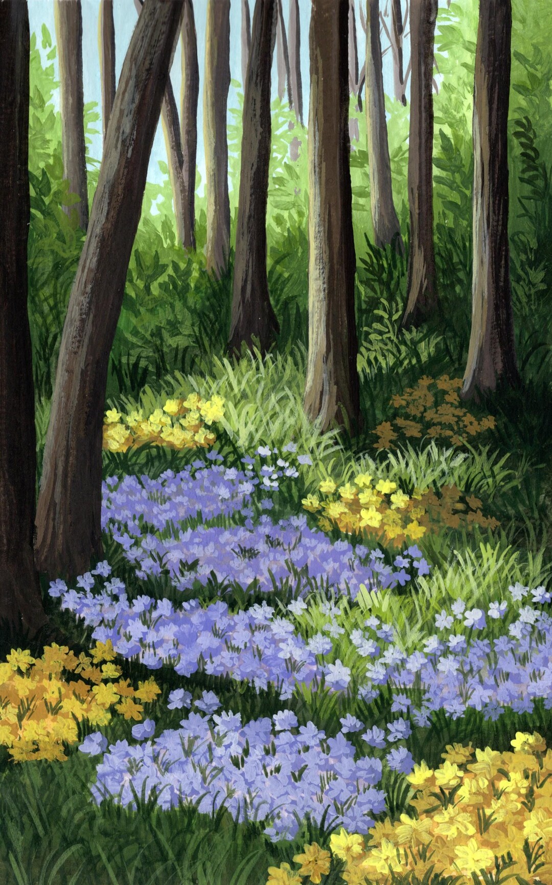 Art Print | "floral Forest" | Reproduction of Original Gouache Painting ...