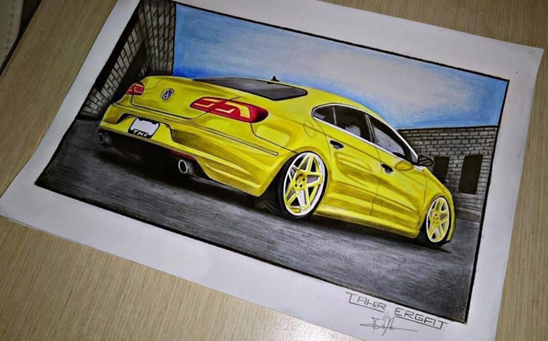 Car Drawing, Sketch, Custom Car Drawing Art, Diorama Art - Etsy