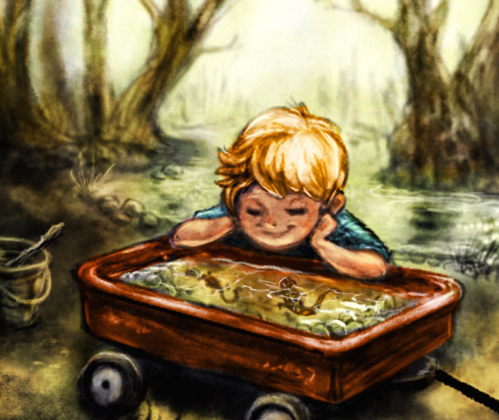 Red Wagon Wall Art Boy With Red Wagon Print Happy Nursery - Etsy